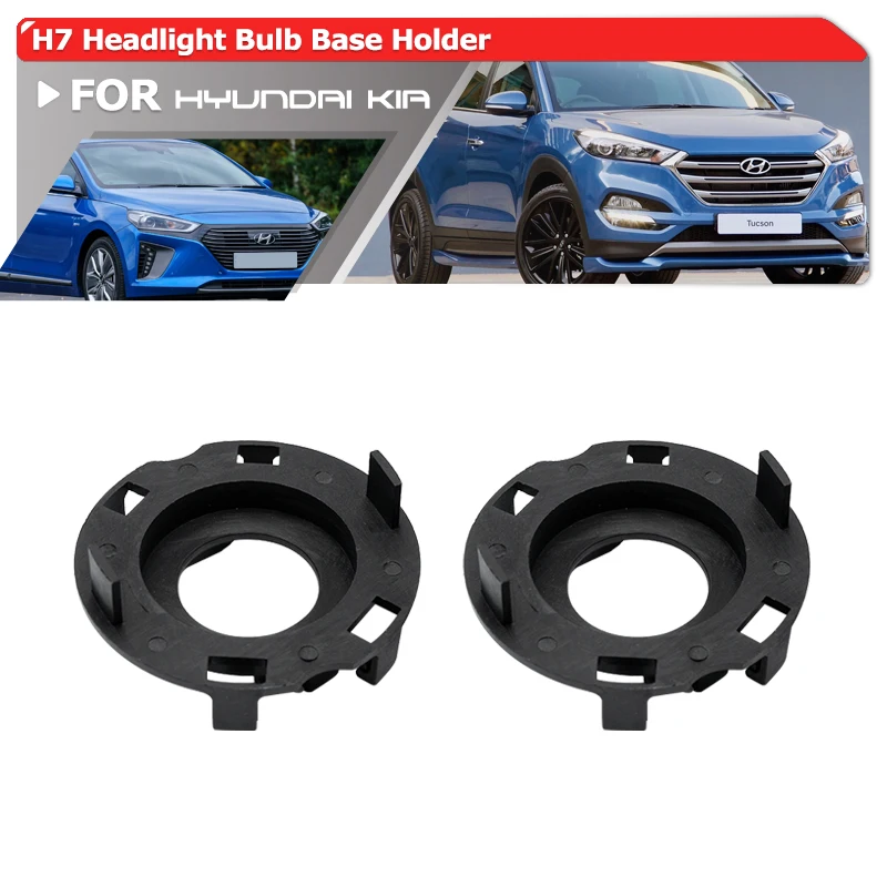 2x H7 Headlight Bulbs Base Adapters Holders Retainers For Hyundai ...