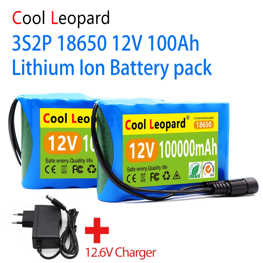 18650-3S2P-12V-100000mAh-Portable-Rechargeable-Lithium-Ion-Battery-Pack ...