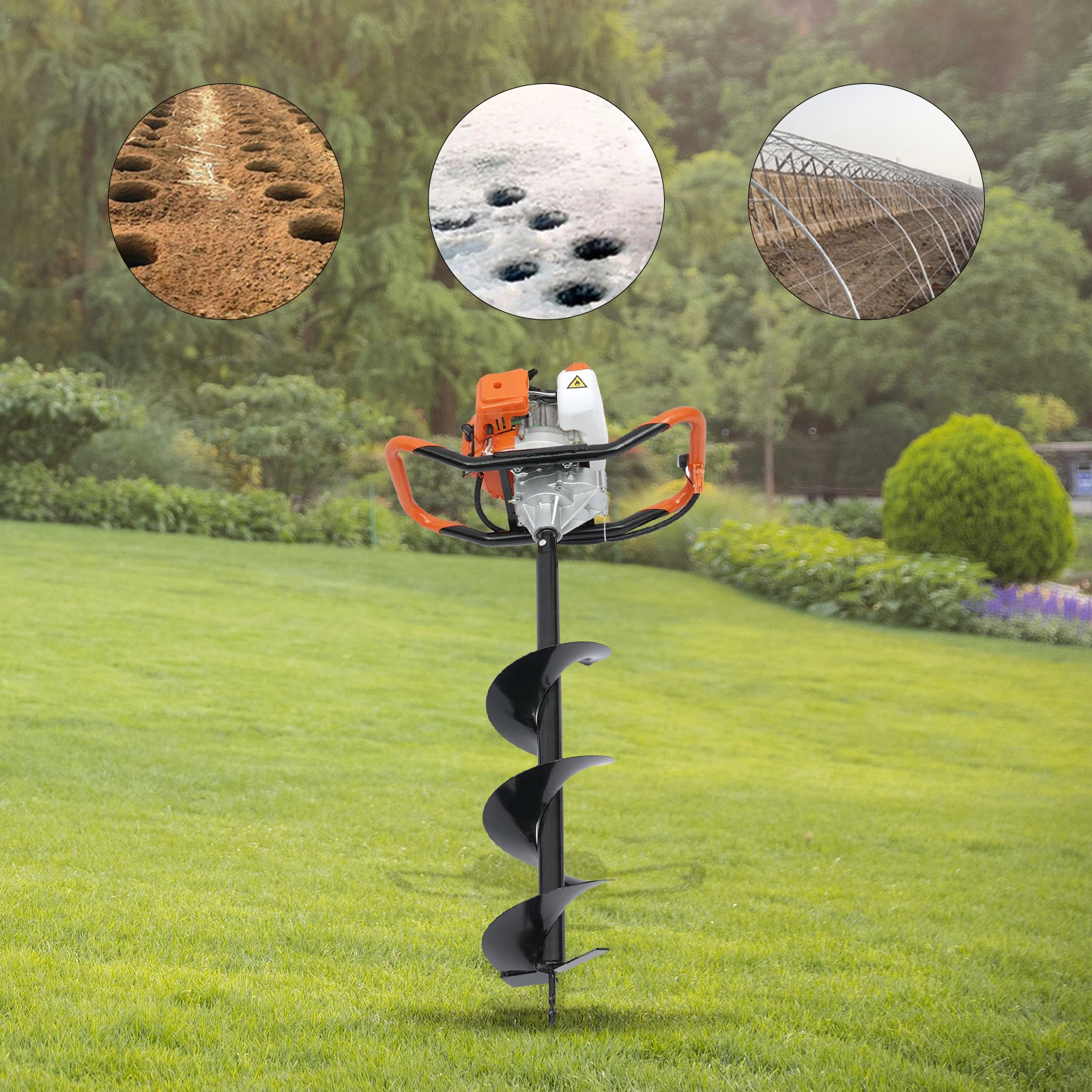 52CC 2-Stroke Post Hole Digger Gas Powered Earth Auger Digging Machine ...