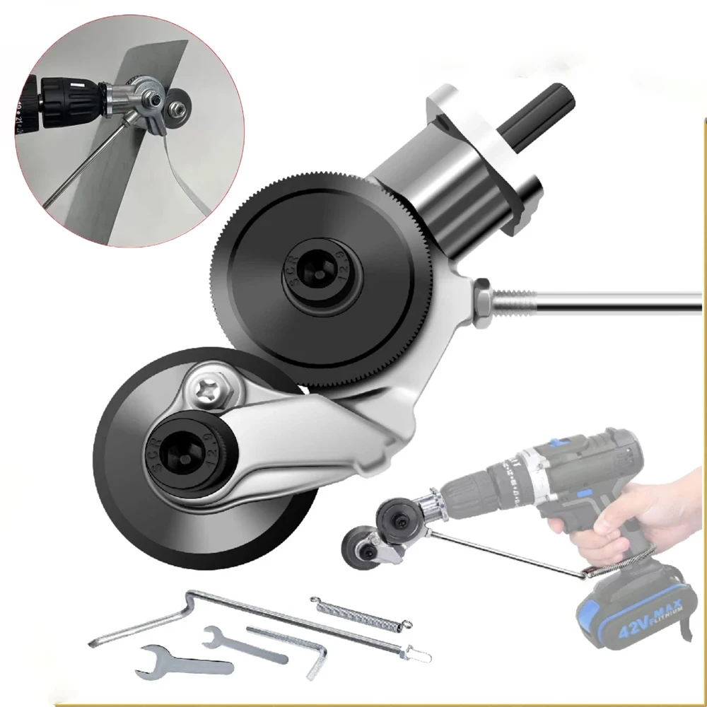 Electric-Drill-Plate-Cutter-Attachment-Double-Headed-Iron-Metal-Sheet ...