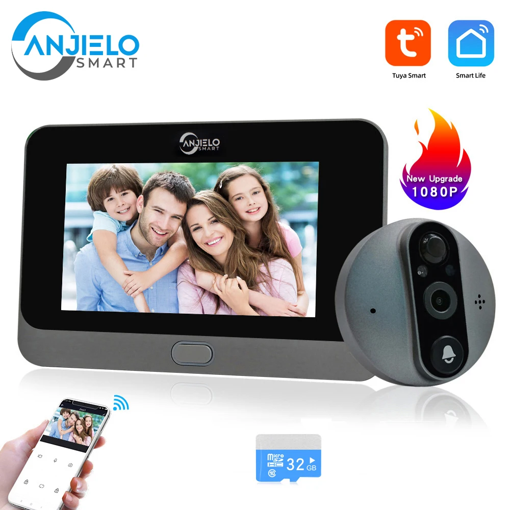 Anjielosmart-Sonnette-intelligente-sans-fil-Tuya-judas-dans-la-porte ...