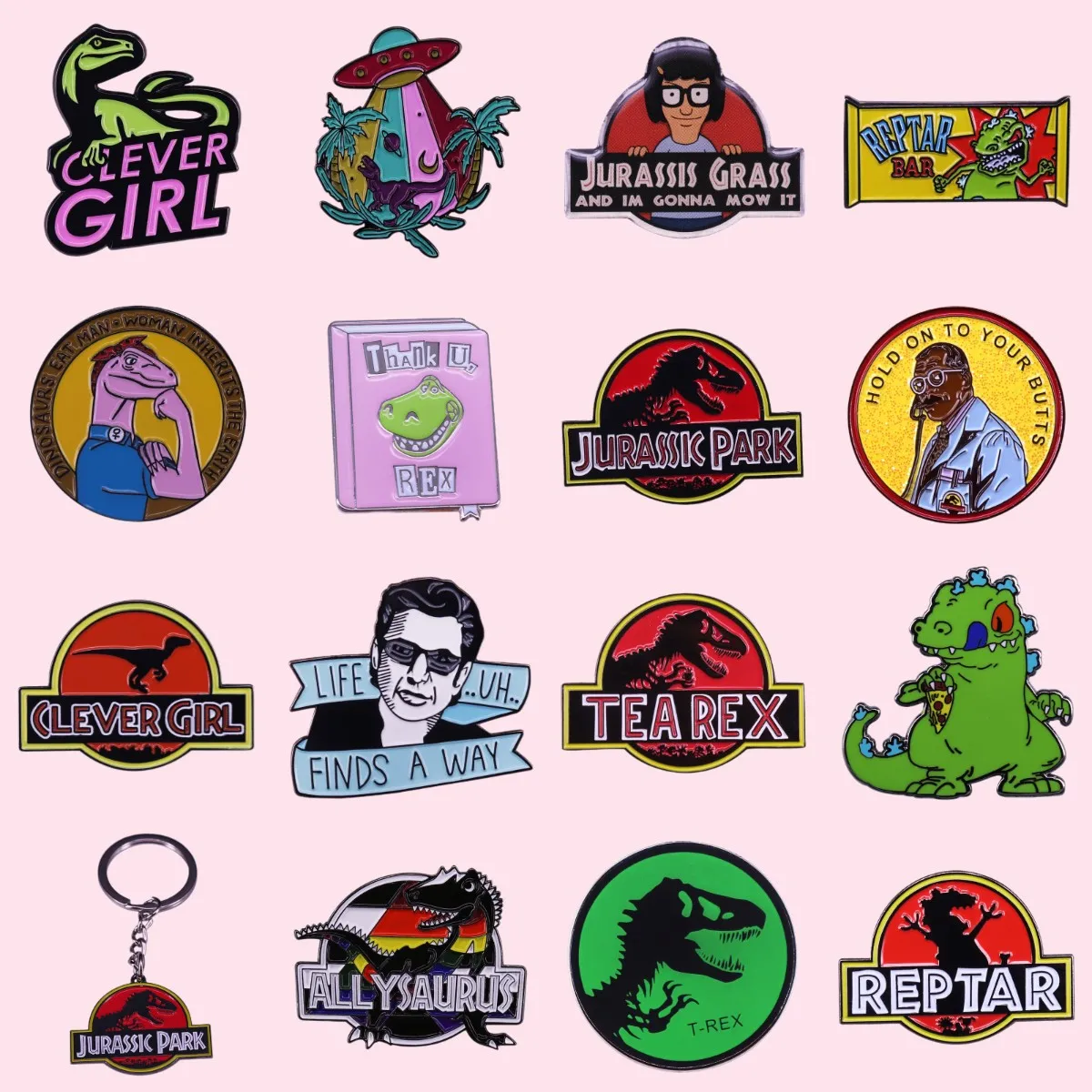 Tyrannosaurus Rex Velociraptor Enamel Pins Custom Dinosaur Brooches ...