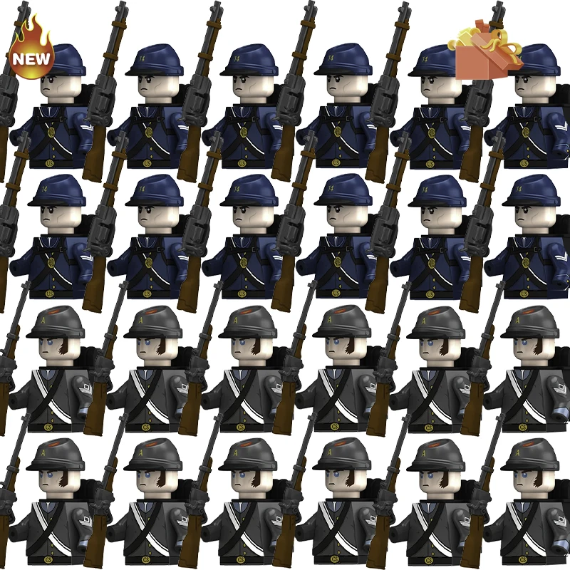 Moc-Civil-War-Soldier-Mini-Figure-Gun-14th-Volunteer-Troops-Building ...
