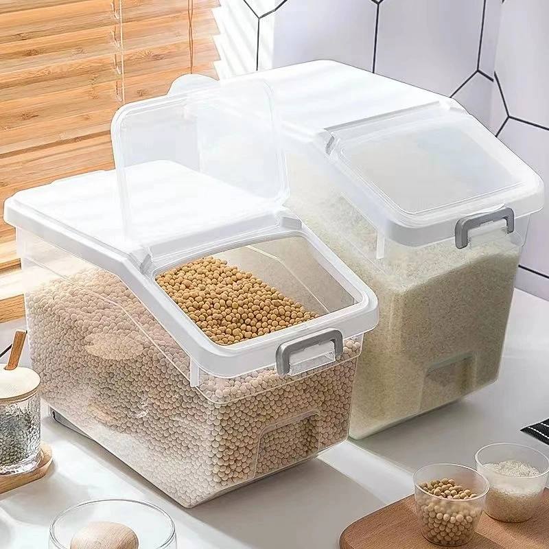 Rice Storage Box Rice Dispenser Bean Container Cereals Bucket Grain ...