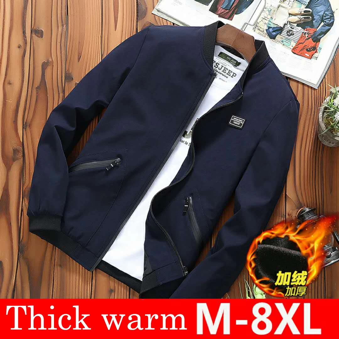 Chaqueta cortavientos de talla grande para hombre, abrigo grueso, cálido, ajustado, para ...