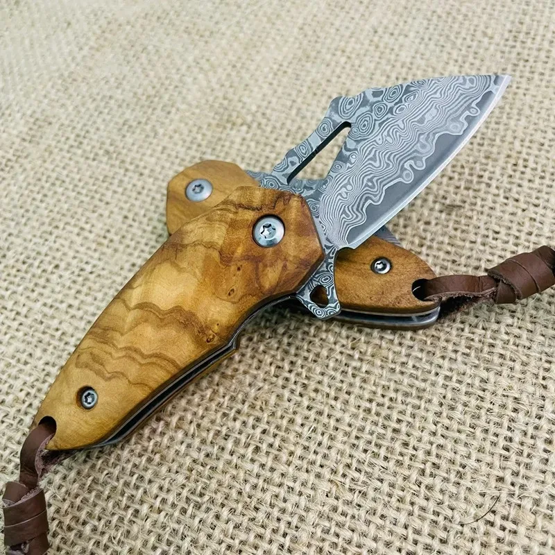 Damascus-Steel-Mini-Sharp-Small-Folding-Knife-High-Hardness-Outdoor ...