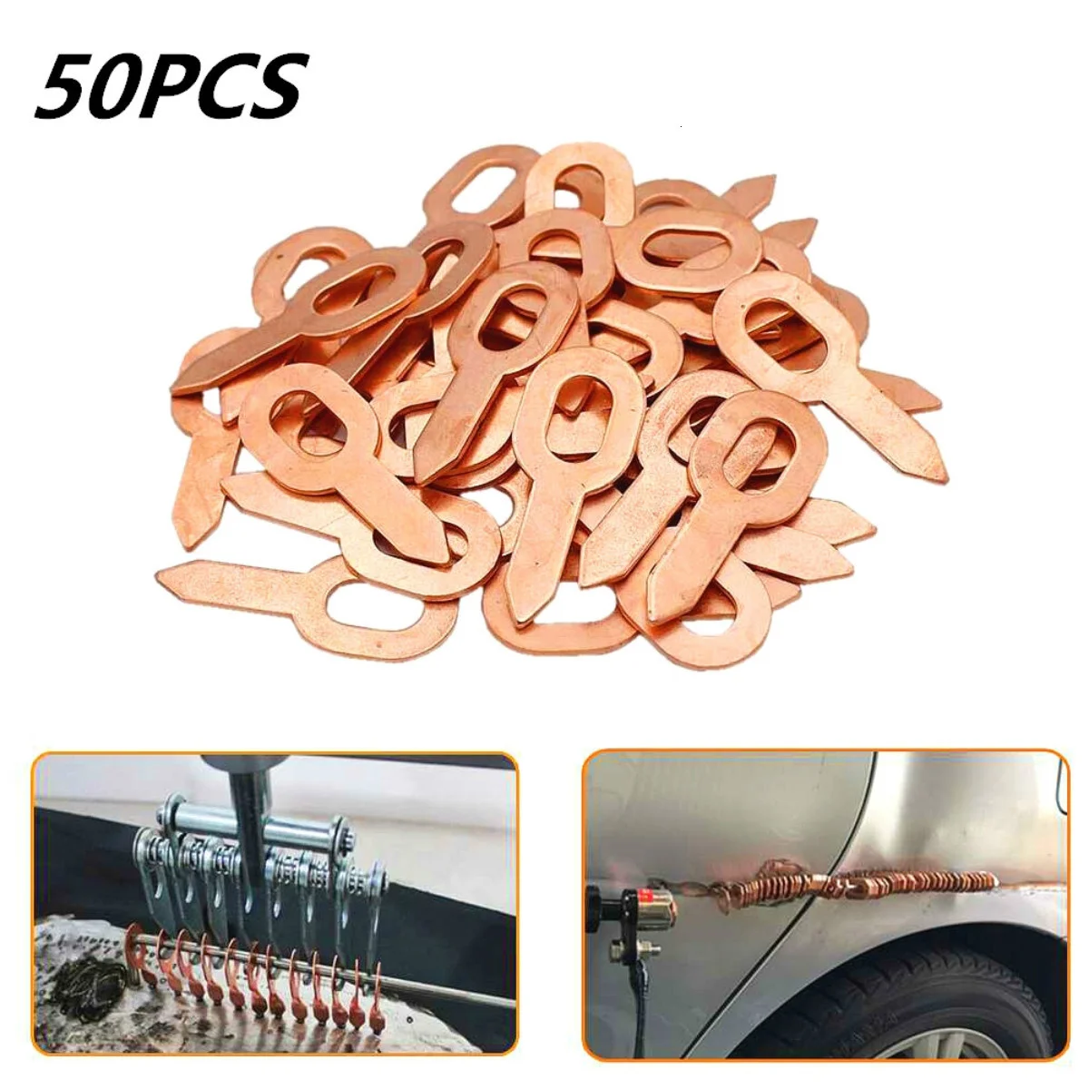 50pcs-Copper-Plated-Oval-Dent-Puller-Rings-Car-Body-Paintless-Dent ...