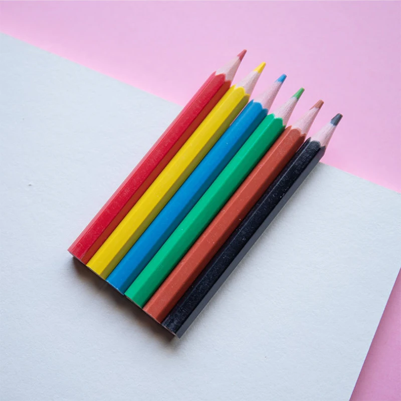 6 Color 3.5in Mini Short Kids Colored Pencils Elementary School ...