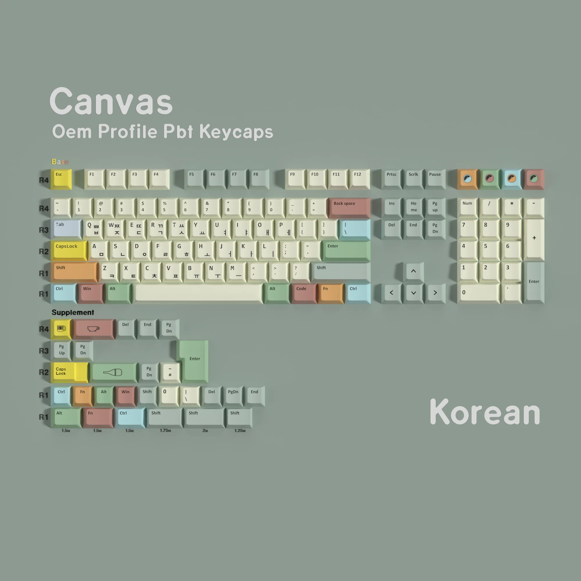 KBD-Canvas-Korean-Keycaps-Pbt-Material-Oem-Profile-Big-Set-Key-Caps-For ...