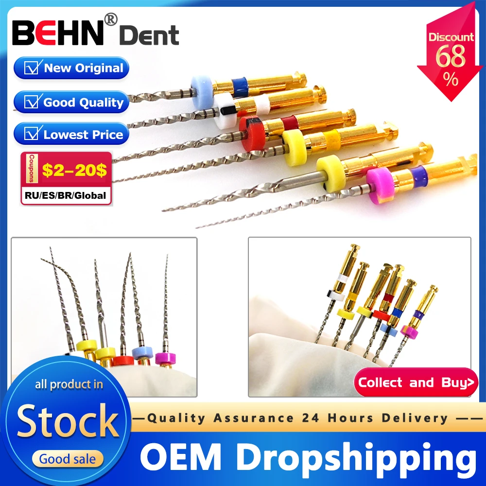 Limas de raíz Dental Endo, conducto radicular, 6 unidades/paquete, 25mm ...