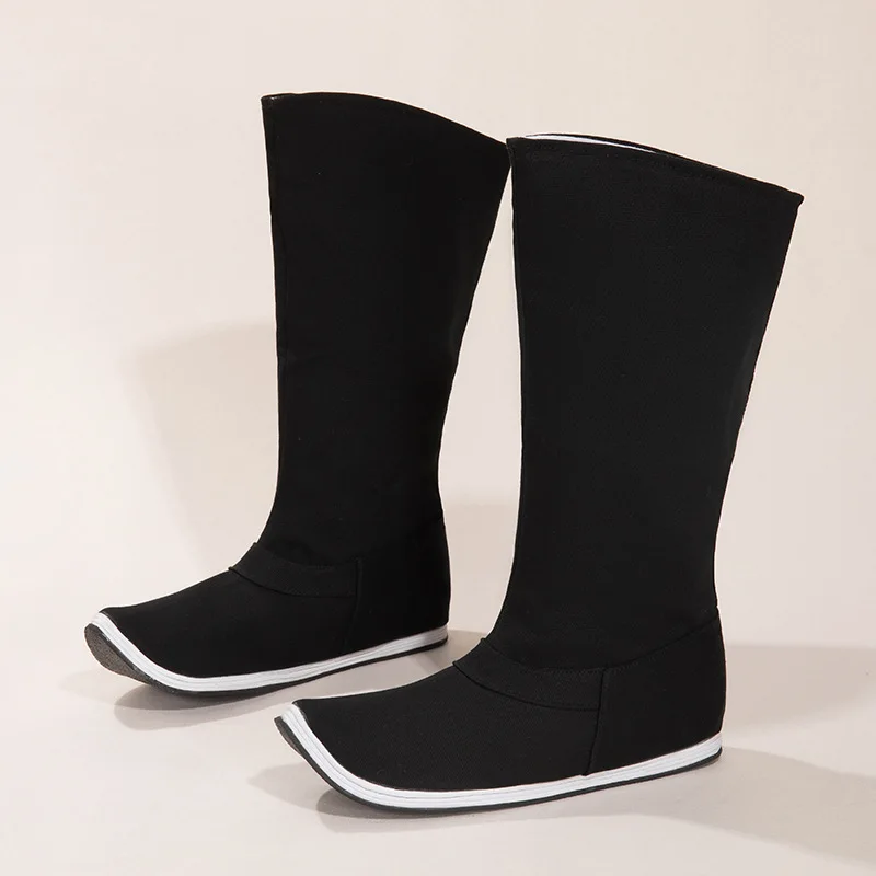 Chinese-Traditional-Hanfu-Shoes-Boots-Black-Mid-Calf-Pointed-Toe ...