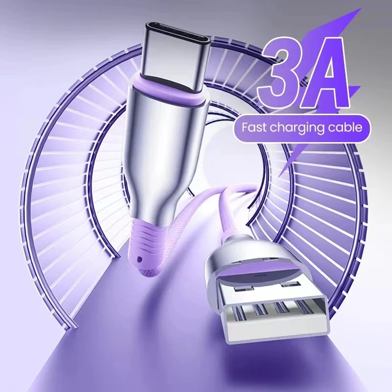 USB Type C Cable 3A Fast Charging Wire Mobile Phone USB Line For Huawei ...