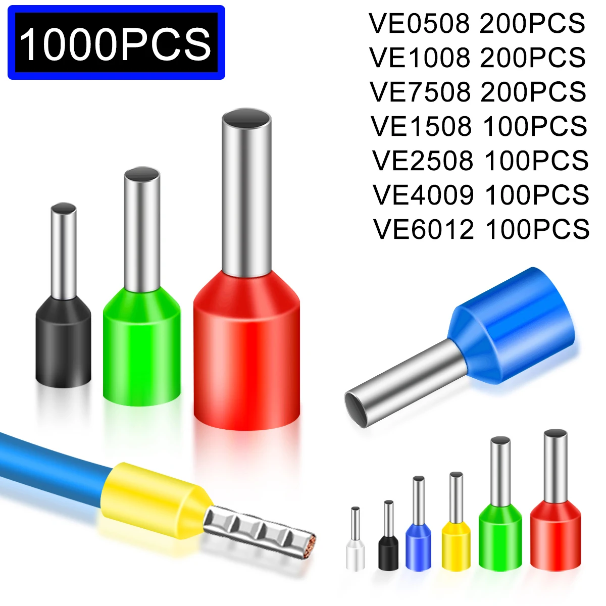Virola-Terminal-Isolada-Luva-De-Friso-Conector-De-Fio-Tubo-El-trico ...
