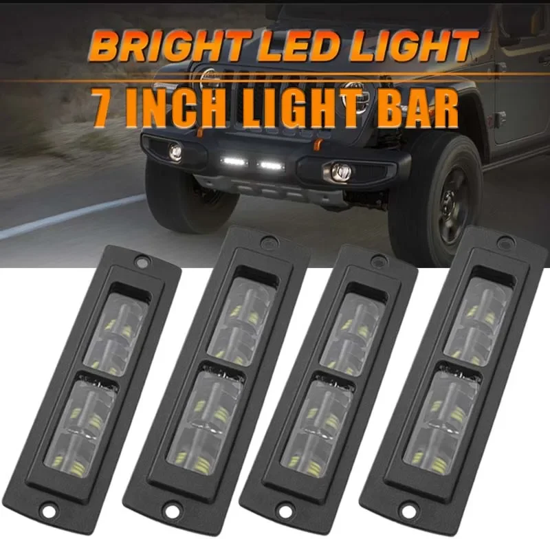 7-Inch-Led-Light-Bar-Flush-Mount-Headlight-Driving-Work-Light-6000LM ...