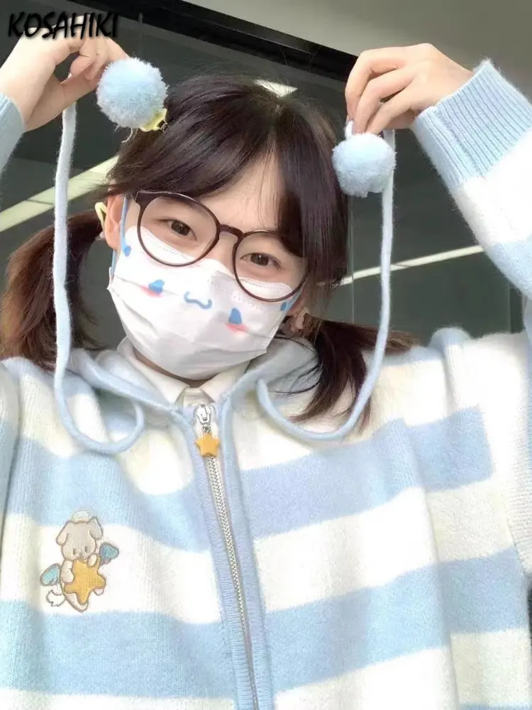 KOSAHIKI-Japanese-Kawaii-Cartoon-Dog-Embroidery-Knited-Cardigan-Women ...