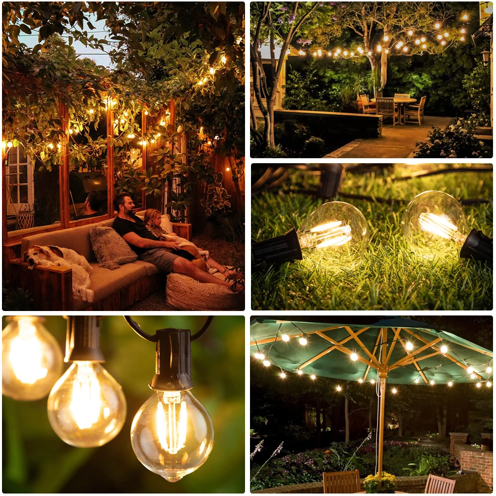 Solar Lights Outdoor Brightown Outdoor String Lights 50 Ft Waterproof ...
