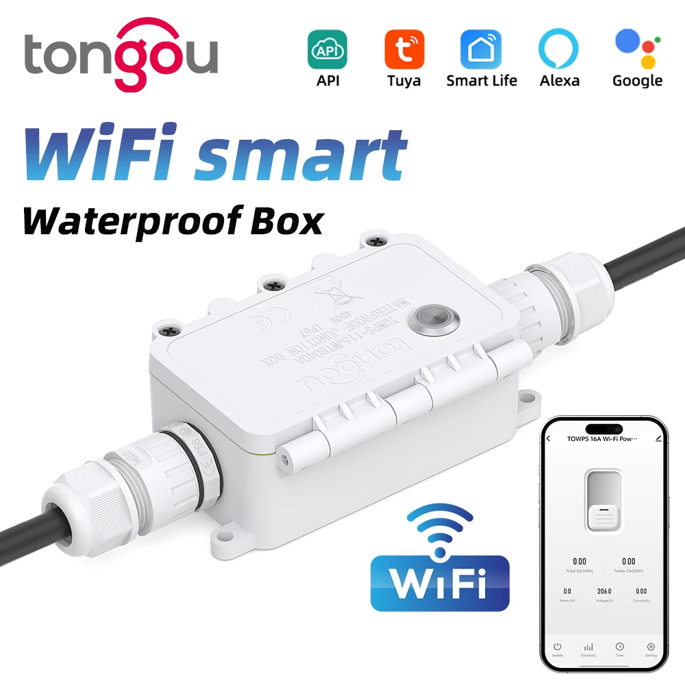 Smart Waterproof Box IP67 Works with Tuya/Smart Life,Power Display, 1 ...