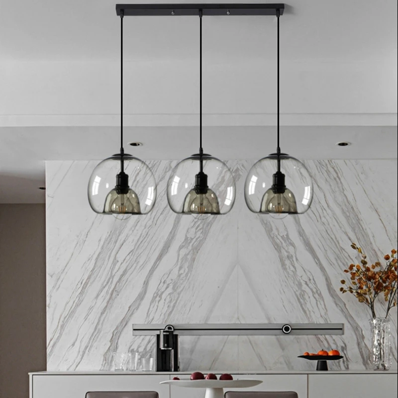 Nordic Round Glass Led Pendant Lights for Living Dining Room Kitchen ...