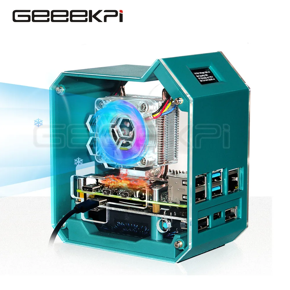 GeeekPi-ABS-Mini-Tower-RGB-Programmable-Fan-UPS-Plus-Module-Case-Kit ...