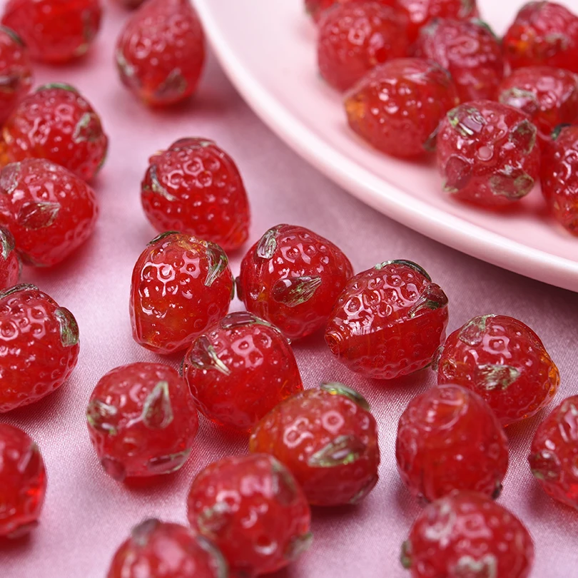 10pcs-Strawberries-And-Printed-Beads-Are-Made-Of-Glass-For-The ...