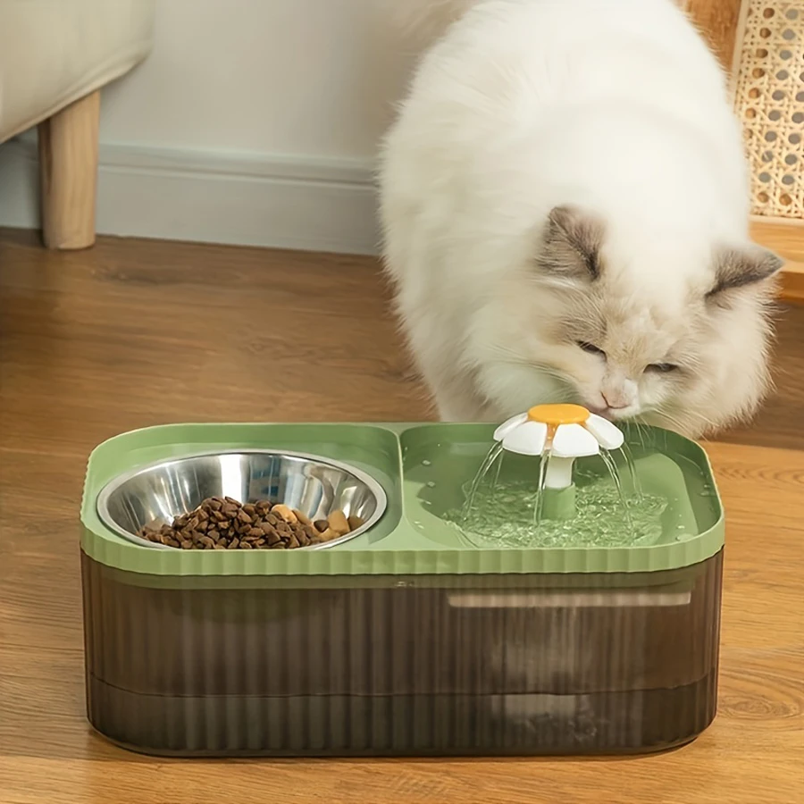1pc-Automatic-Cat-Water-Fountain-With-Stainless-Steel-Food-Bowl ...