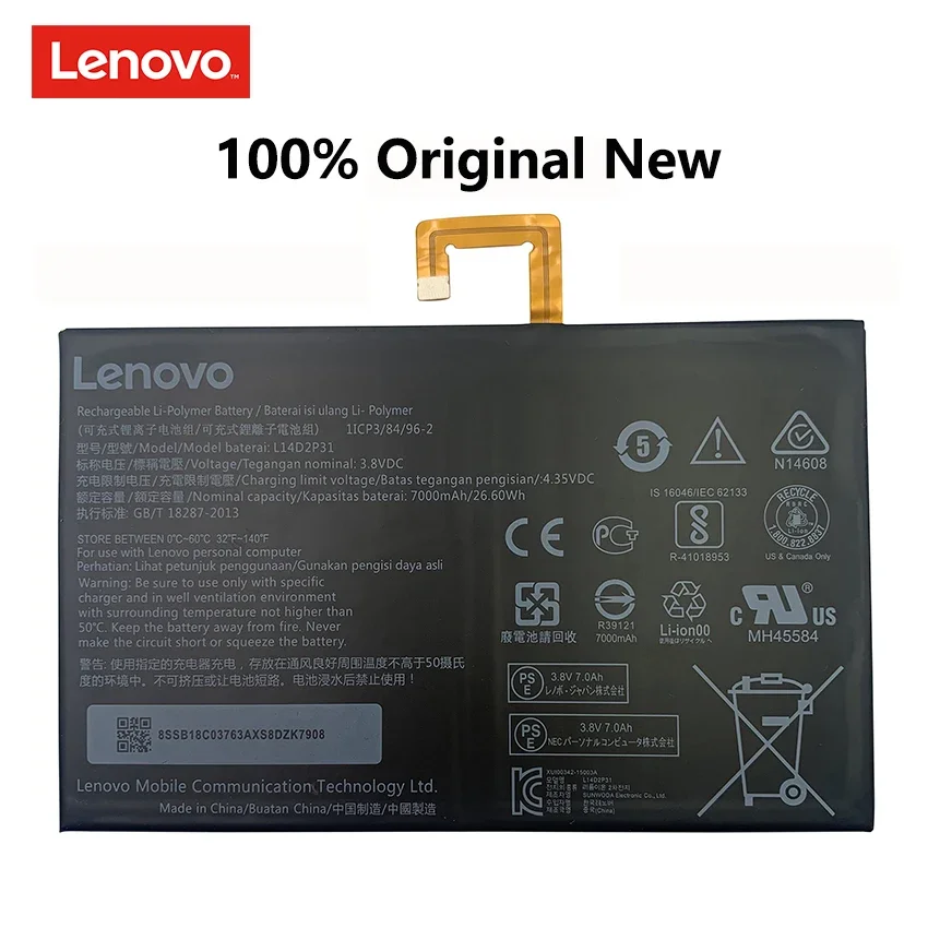 100-Original-L14D2P31-3-8V-7000mAh-26-6Wh-Battery-For-Lenovo-A7600-A10 ...