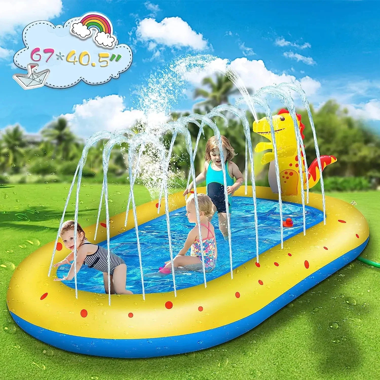 Inflatable-Children-Swimming-Pool-for-Kids-Summer-Dinosaur-Sprinkler ...