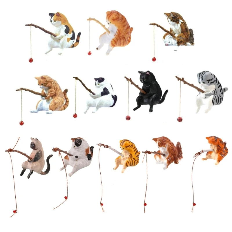 Fishing Cat Ornaments Aquarium Decoration Fish Landscaping Cartoon Cat ...
