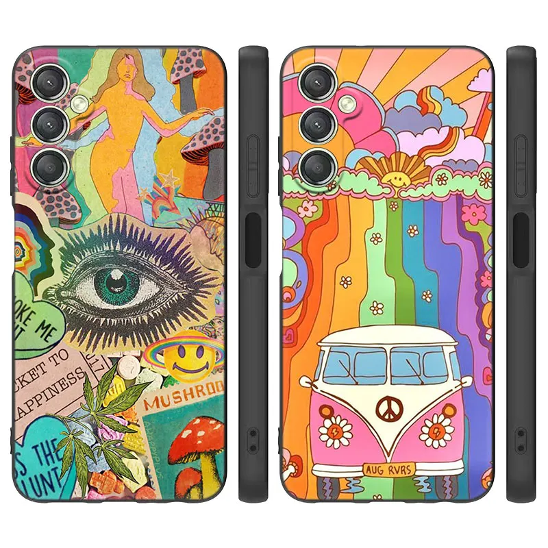 Indie-Hippie-Art-Funda-negra-para-Samsung-Galaxy-A15-A14-A05-A34-A54 ...