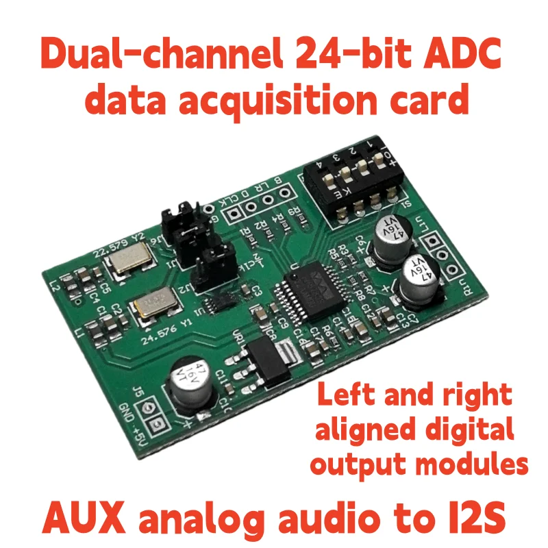 Dual-channel 24-bit ADC Data Acquisition Card AUX Analog Audio To I2S ...