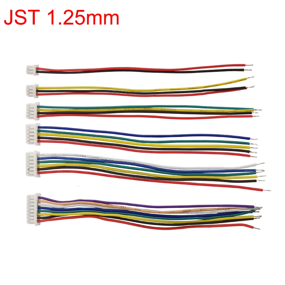 10Pcs JST 1.25 1.25mm 2/3/4/5/6/8/Pin Female Plug Wire Cable Connector ...