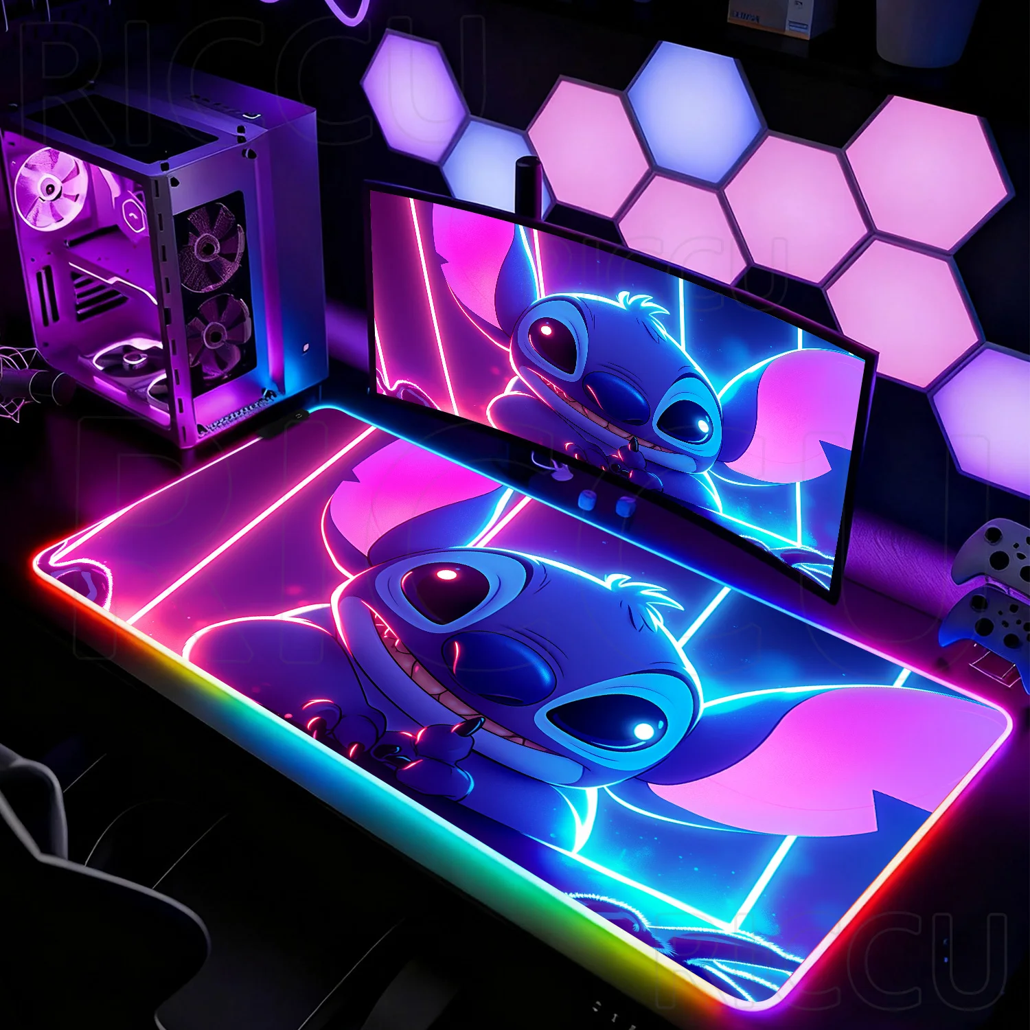 RGB XXL HD Print Stitch Hot Desk Mat Anime Stitch Kawaii Mousepad Rug ...