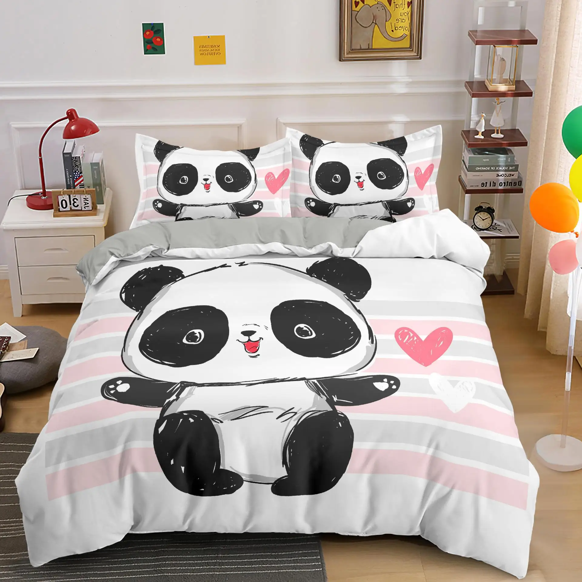 Panda-Duvet-Cover-Cute-Animal-Pattern-Bedding-Set-for-Kids-Boys-Girls ...