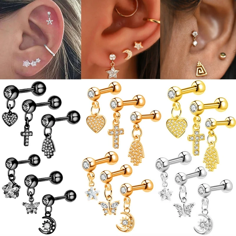 1PCS-Heart-Ear-Tragus-Piercing-Stud-Earring-Dangle-Moon-Barbell-Stud-Helix-Piercing-Cartilage ...