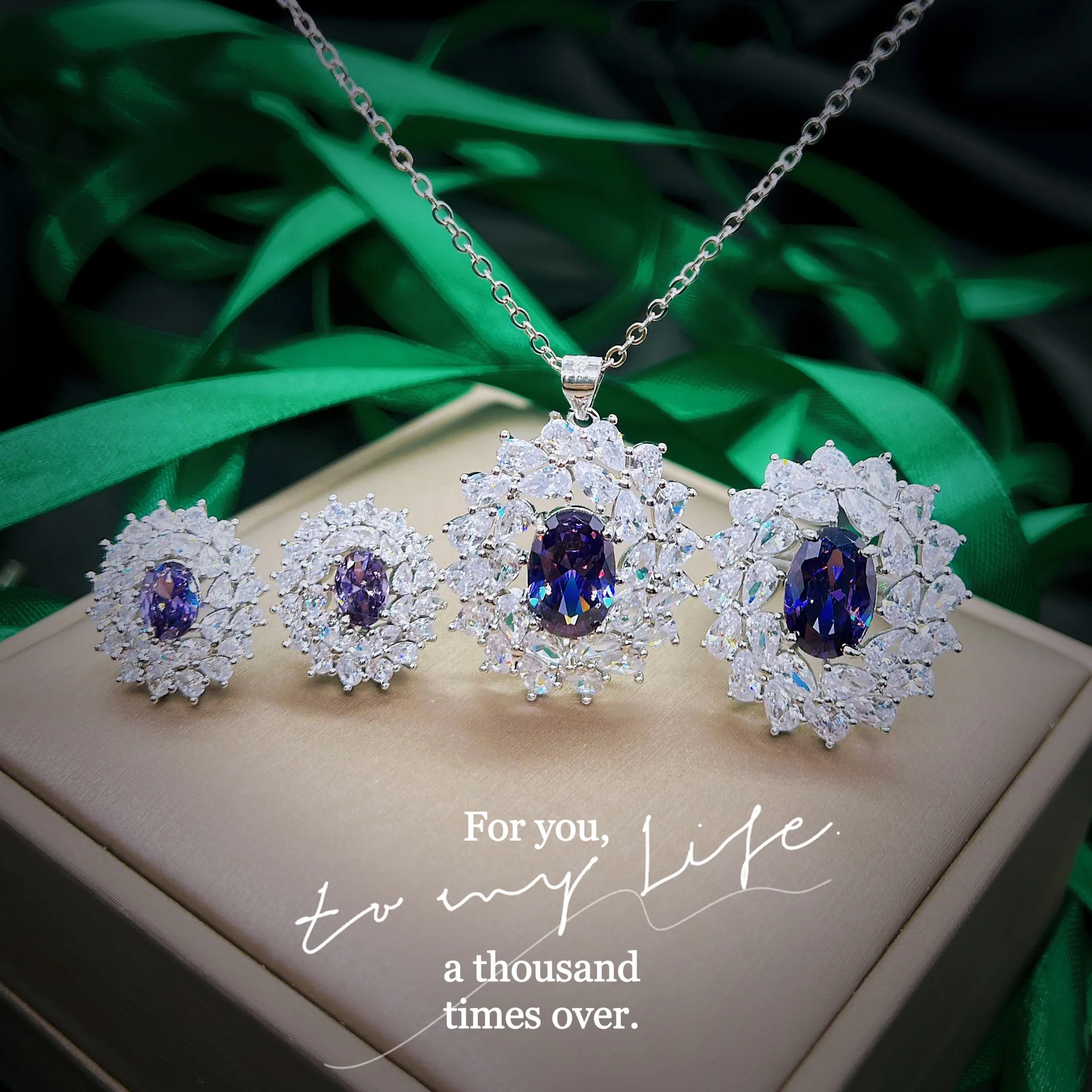 Foydjew European American Fashion Jewelry Sets Simulation Amethyst ...