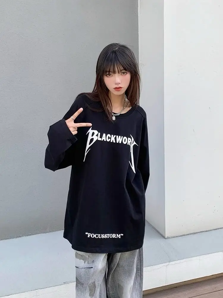 New-Hip-hop-Oversize-T-shirt-100-Cotton-Spring-and-Fall-Letters-Printed ...