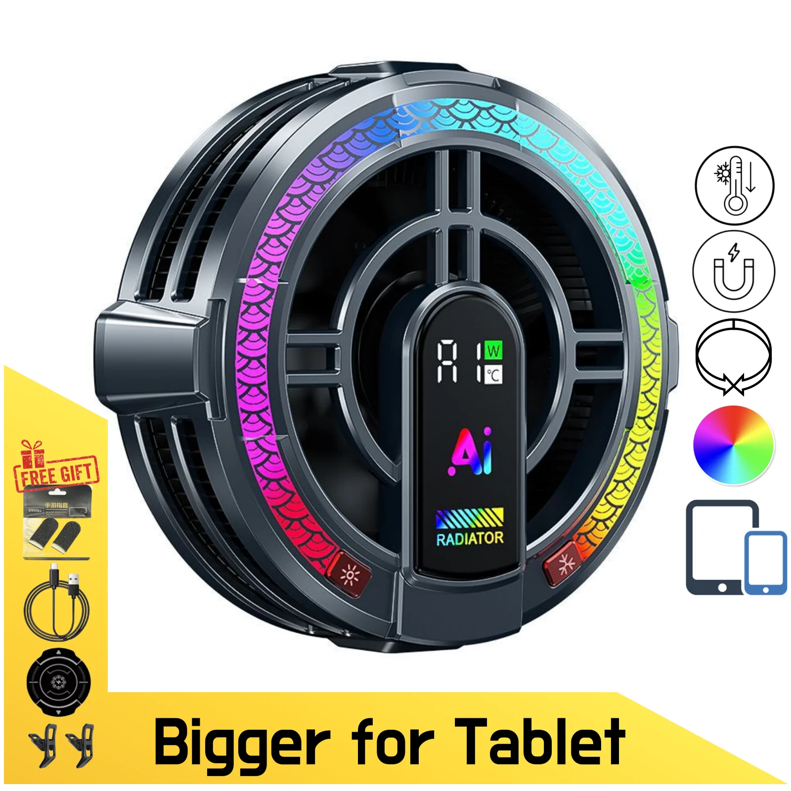 Big Tablet Cooler for iPad, Cooling Fan with AI Smart Temperature ...
