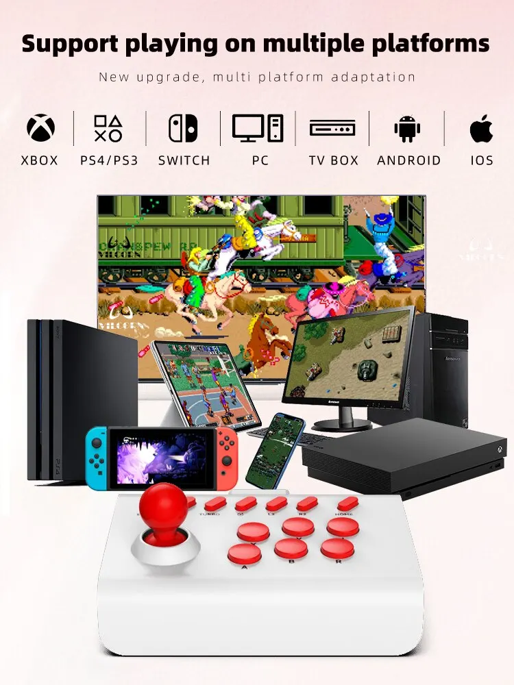 Mando Inalámbrico Arcade Para PC Joystick de Lucha PS4, PS3, Xbox, Switch, Android, iOS | Marketmex
