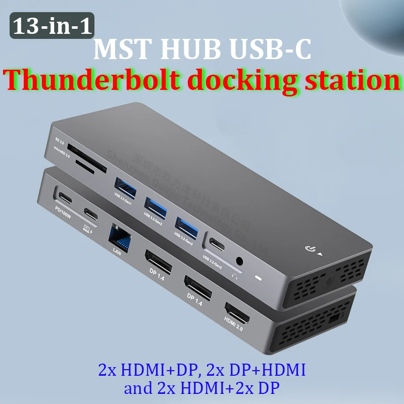 MST-HUB-USB-C-Gen2-10GBPS-Data-Thunderbolt-Dock-2x-HDMI-DP-4K-60HZ ...