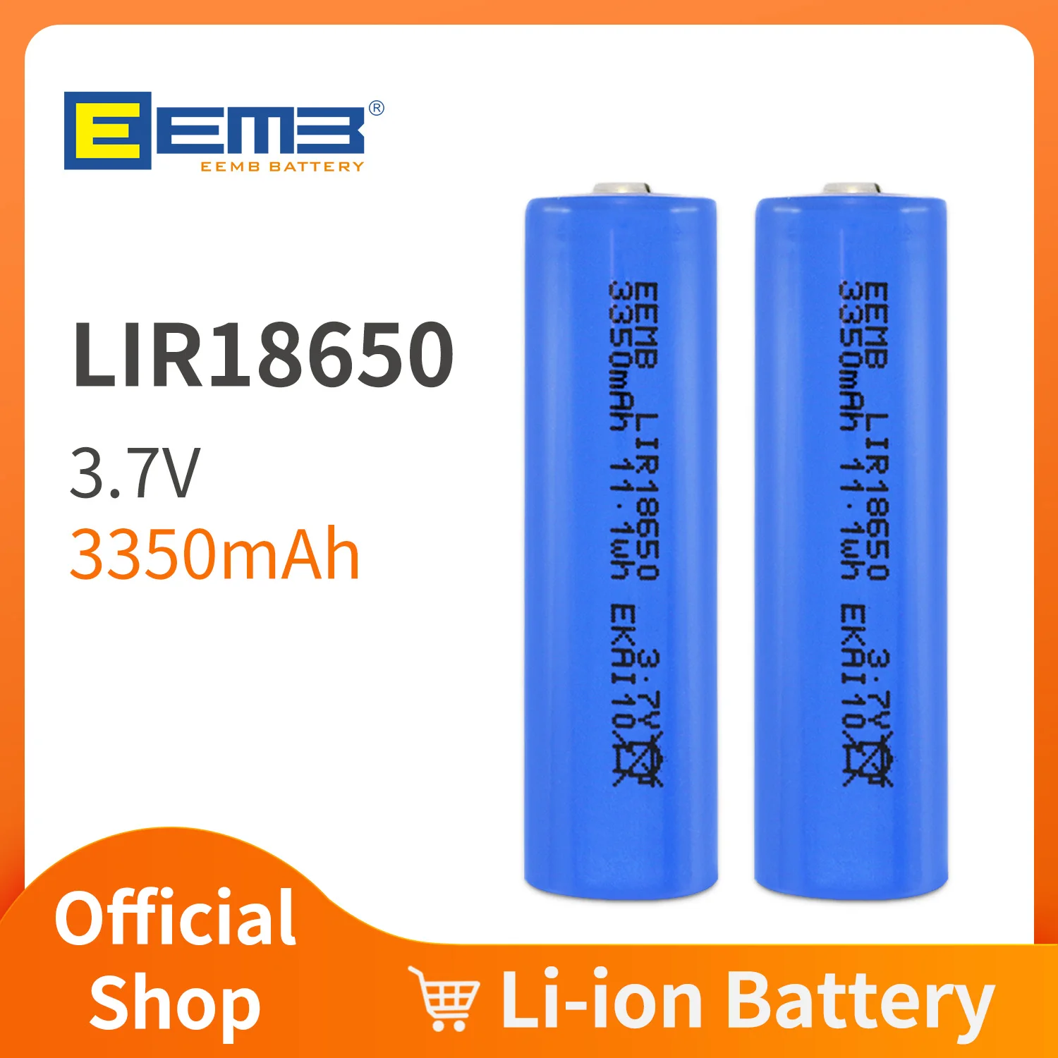 2pcs EEMB original Lir18650 rechargeable battery, 2C discharge lithium ...