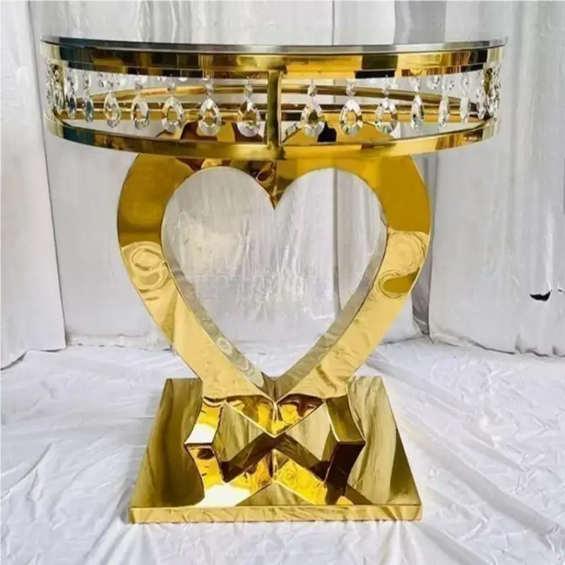 Luxury Heart Base Wedding Table Gold Stainless Steel Crystal Pendant ...
