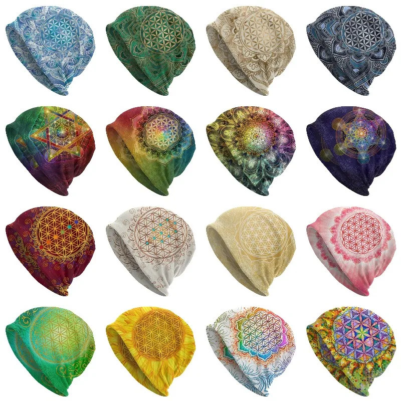 Luxury Flower Of Life In Lotus Beanies Caps Unisex Streetwear Winter ...