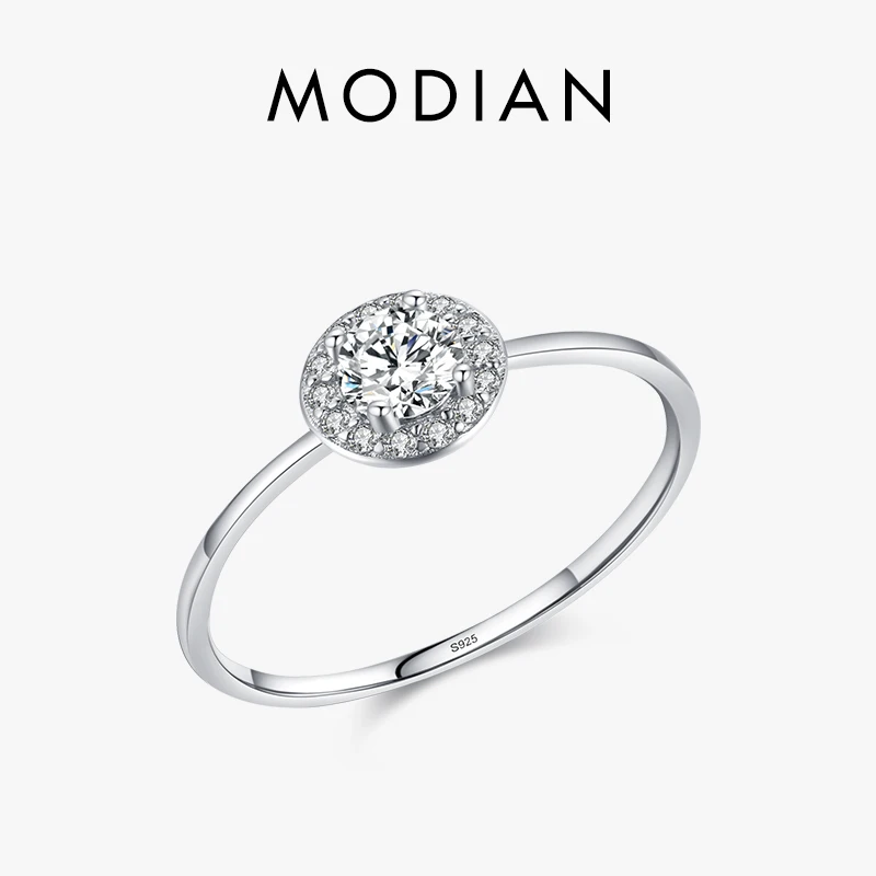 Modian 925 Sterling Silver Sparkling Simple 5a Zirconia Ring For Women Original Band Silver ...
