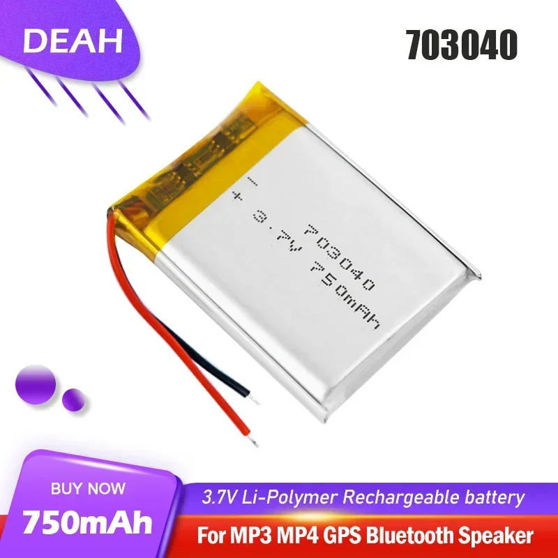 703040-3-7V-750mAh-Lithium-Polymer-Rechargeable-Battery-Li-ion-Cell-For ...