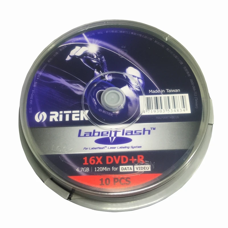 Wholesale Ritek Labelflash DVD 4.7GB 120Min For Data Video 10pcs