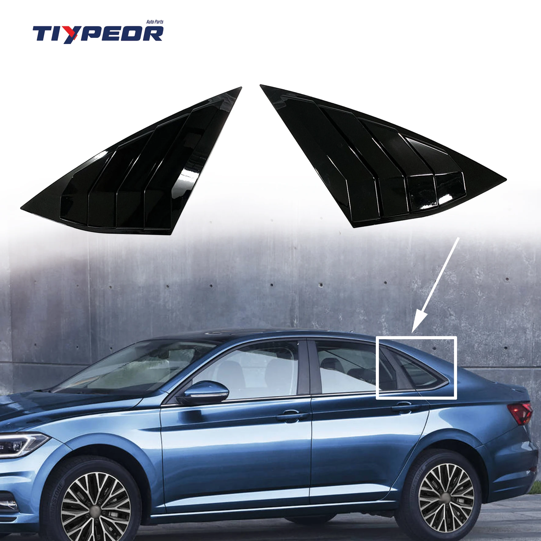 Tiypeor-Car-Exterior-Rear-Quarter-Side-Window-Scoop-Louvers-Cover-For ...