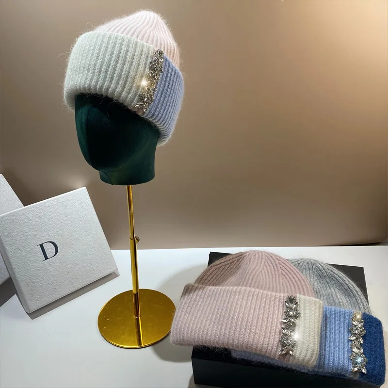 Bonnets-assortis-color-s-pour-femmes-fourrure-de-lapin-doux-moelleux ...