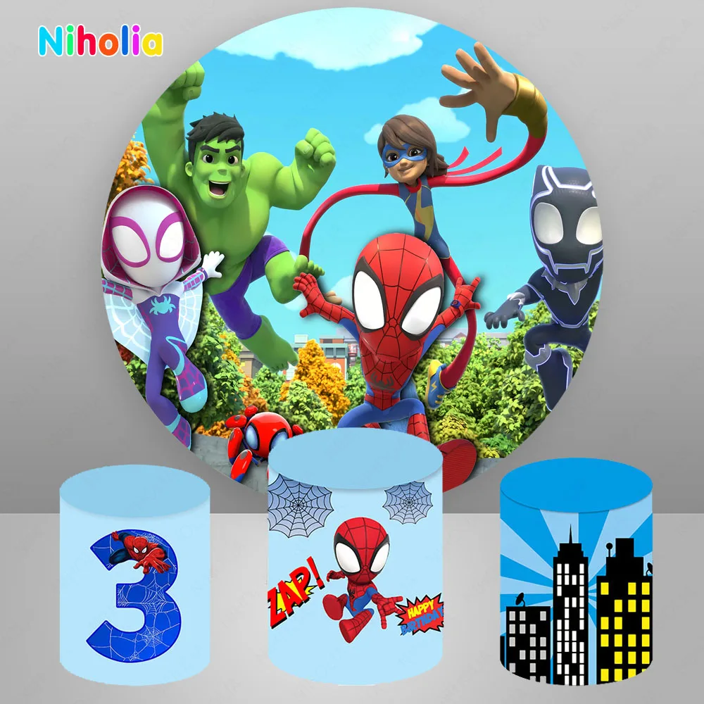 Spidey-and-His-Amazing-Friends-Backdrop-Round-Cover-Super-Hero-Boy ...