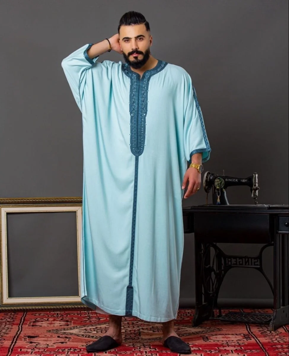 Abaya For Men Islam Galabia Muslim Men Clothing Ethnic Loose Round Neck ...