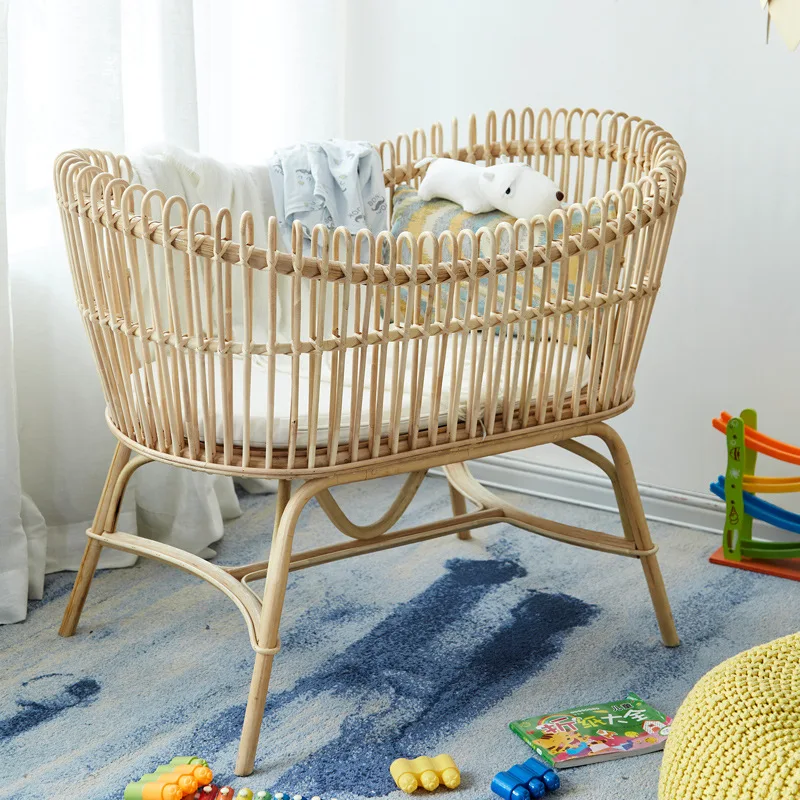 European-Vine-Woven-Baby-Cradle-Bed-Simple-Lacquerless-BB-Bed-Multi ...